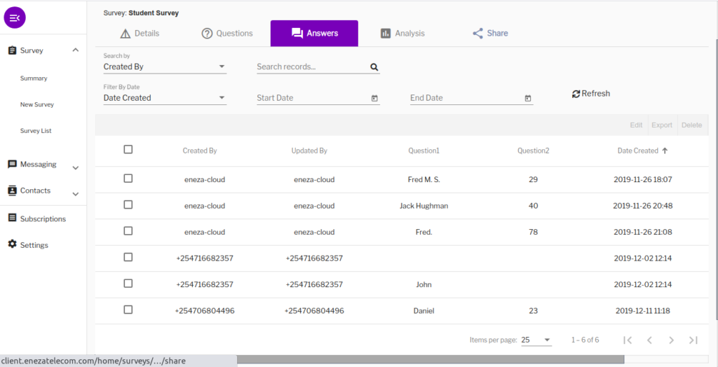 survey-answers | Eneza Telecom